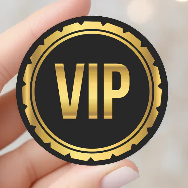 Gold and Black Circle VIP Party Pass Classic Round Sticker | Zazzle