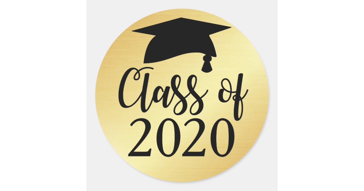 Gold and Black Class of 2020 Graduation Favor Classic Round Sticker ...