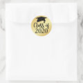Gold and Black Class of 2020 Graduation Favor Classic Round Sticker ...