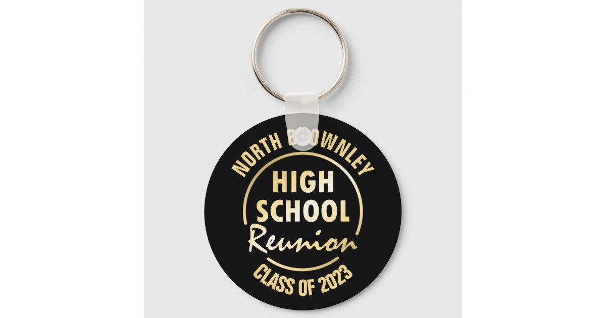 Gold and Black class reunion keychain | Zazzle