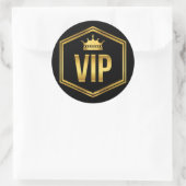 Gold and Black Crown VIP Party Pass Classic Round Sticker | Zazzle