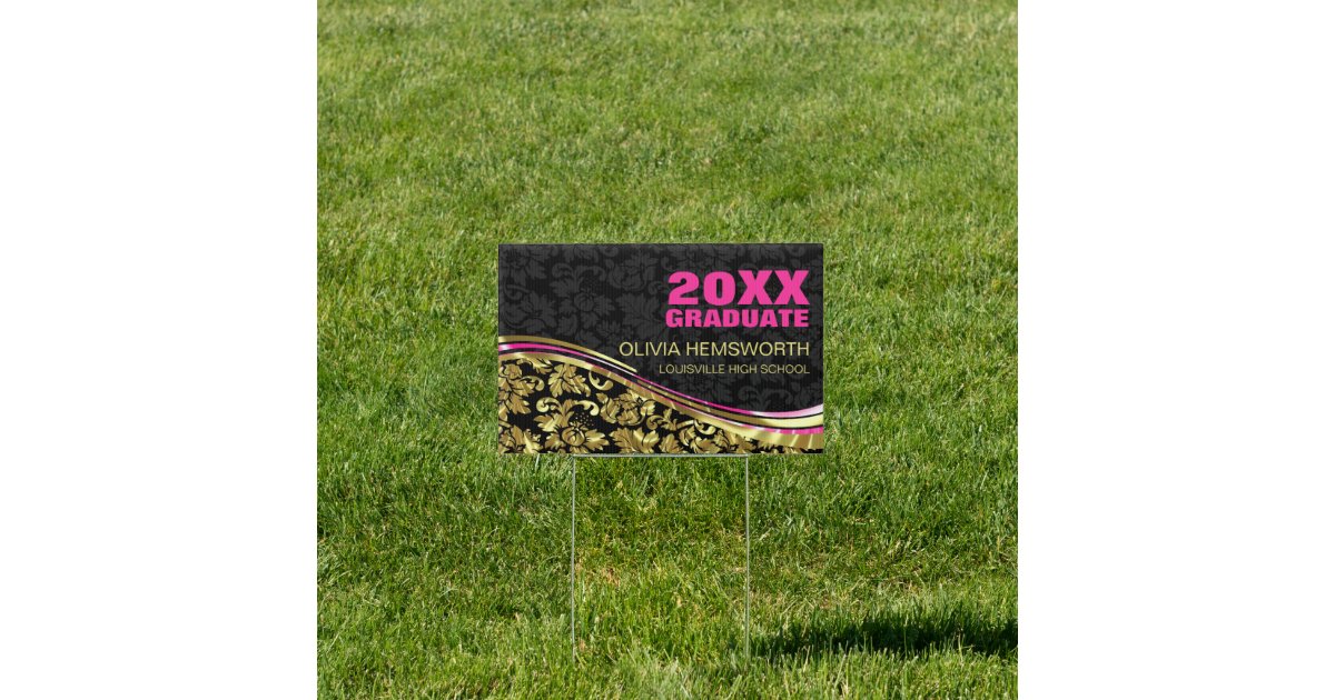 Gold And Black Damask Sign | Zazzle