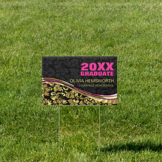 Gold And Black Damask Sign | Zazzle