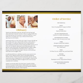 Gold and Black Funeral Program Template | Zazzle