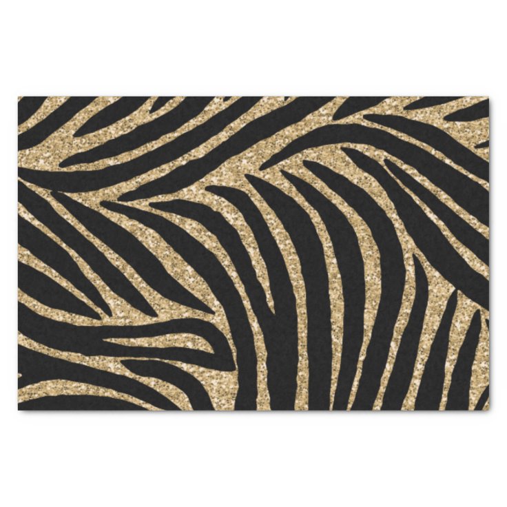 Gold and Black Glitter Zebra Print Tissue Paper | Zazzle