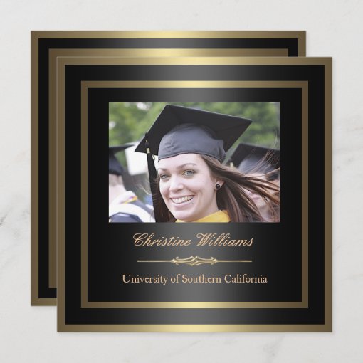 Gold and Black Graduation Invitation | Zazzle