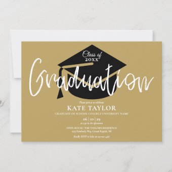 Gold And Black Graduation Party Invitation | Zazzle