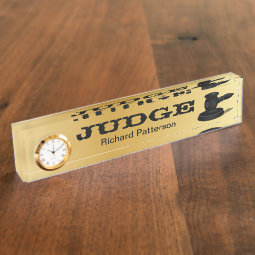 Gold and Black Law | Judge | Lawyer Desk Name Plate | Zazzle
