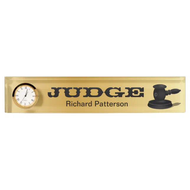 Gold and Black Law | Judge | Lawyer Desk Name Plate | Zazzle