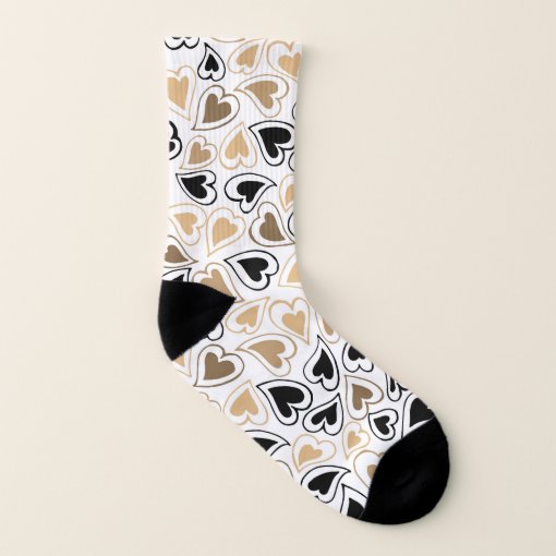 Gold and Black Modern Hearts Pattern Socks | Zazzle