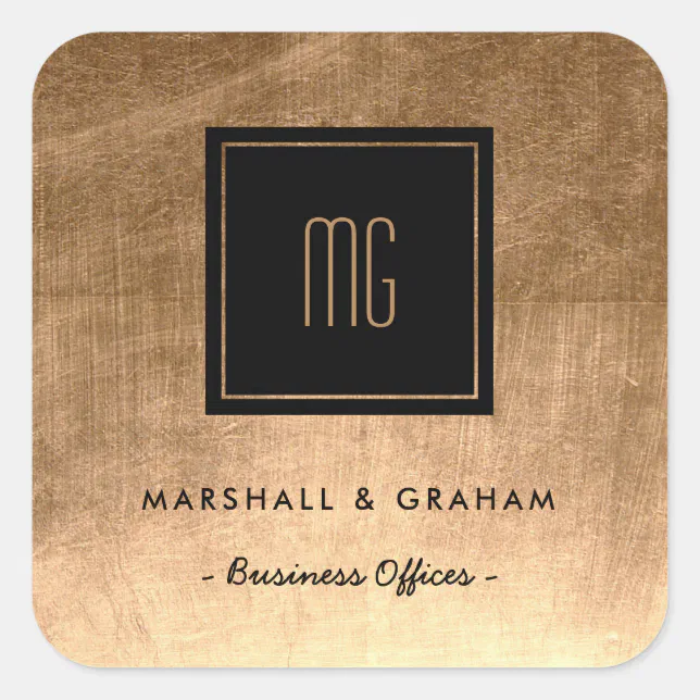 Gold and Black Monogram Business Stickers | Zazzle