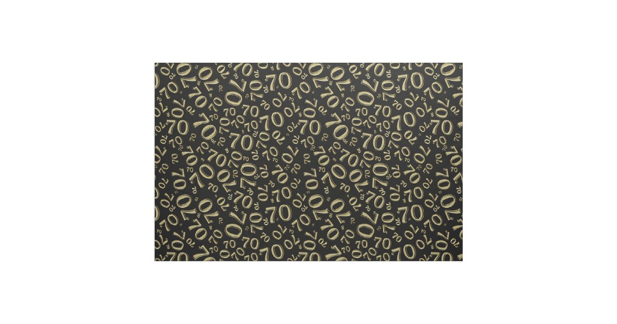 Gold and Black Number 70 Typography Pattern Fabric | Zazzle