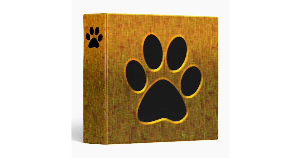 GOLD AND BLACK PAW PRINT BINDER | Zazzle