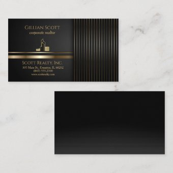 gold and black realtor business card | Zazzle