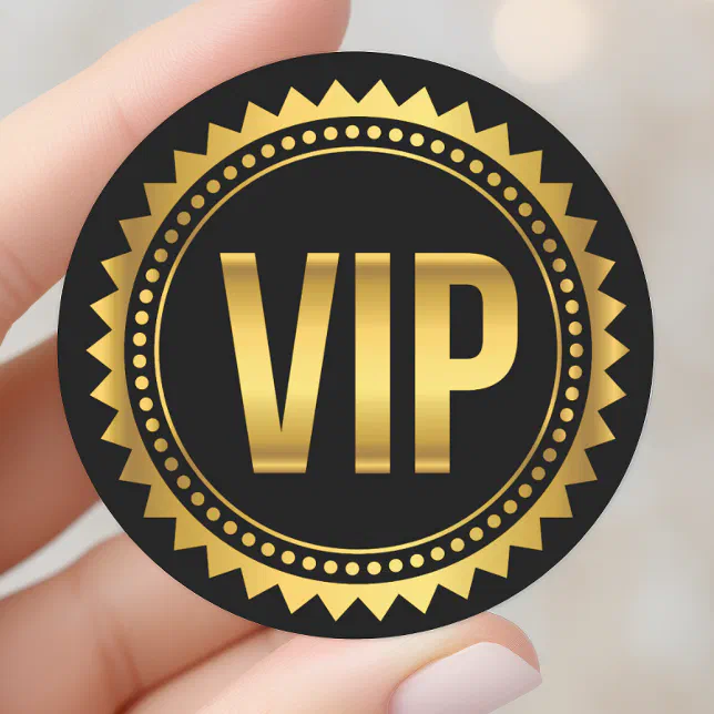 Gold and Black Round Spikes VIP Party Pass Classic Round Sticker | Zazzle