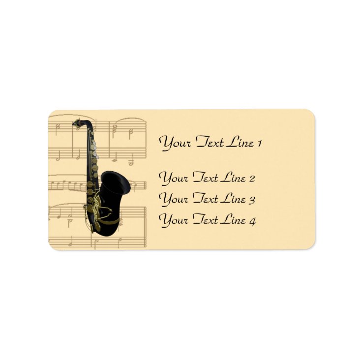 Gold and Black Saxophone Sheet Music Labels | Zazzle