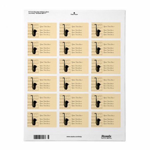 Gold and Black Saxophone Sheet Music Labels | Zazzle