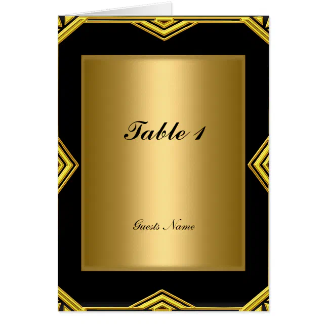 Gold and Black Table Placement Card and Menu | Zazzle