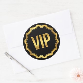 Gold and Black Wavy VIP Party Pass Classic Round Sticker | Zazzle