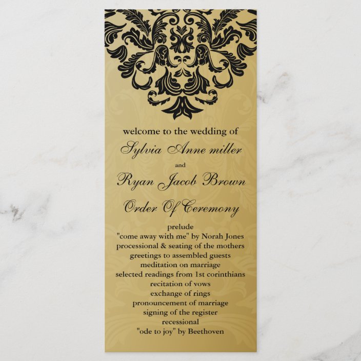 gold and black Wedding program | Zazzle.com