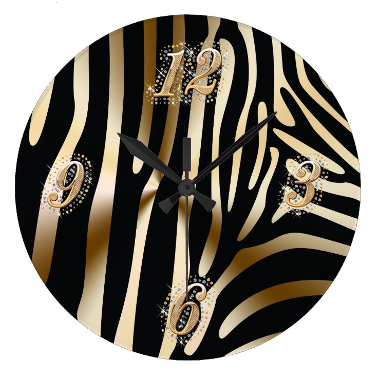 Gold and Black Zebra Wall Clock | Zazzle