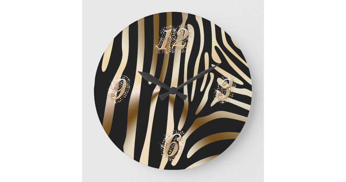 Gold and Black Zebra Wall Clock | Zazzle