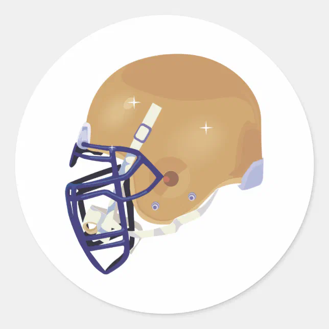 gold and blue football helmet vector graphic classic round sticker | Zazzle