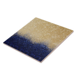 Gold and Blue Glitter Ombre Luxury Design Ceramic Tile | Zazzle