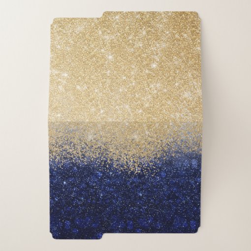 Gold and Blue Glitter Ombre Luxury Design File Folder | Zazzle