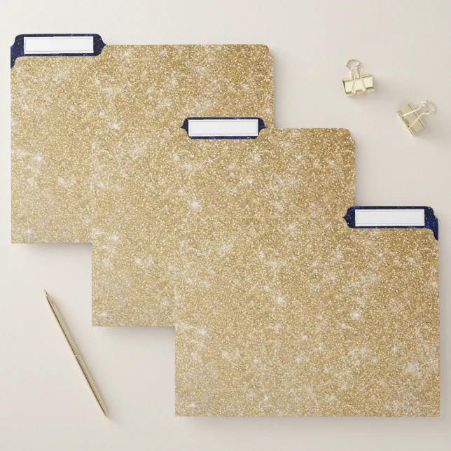Gold and Blue Glitter Ombre Luxury Design File Folder | Zazzle