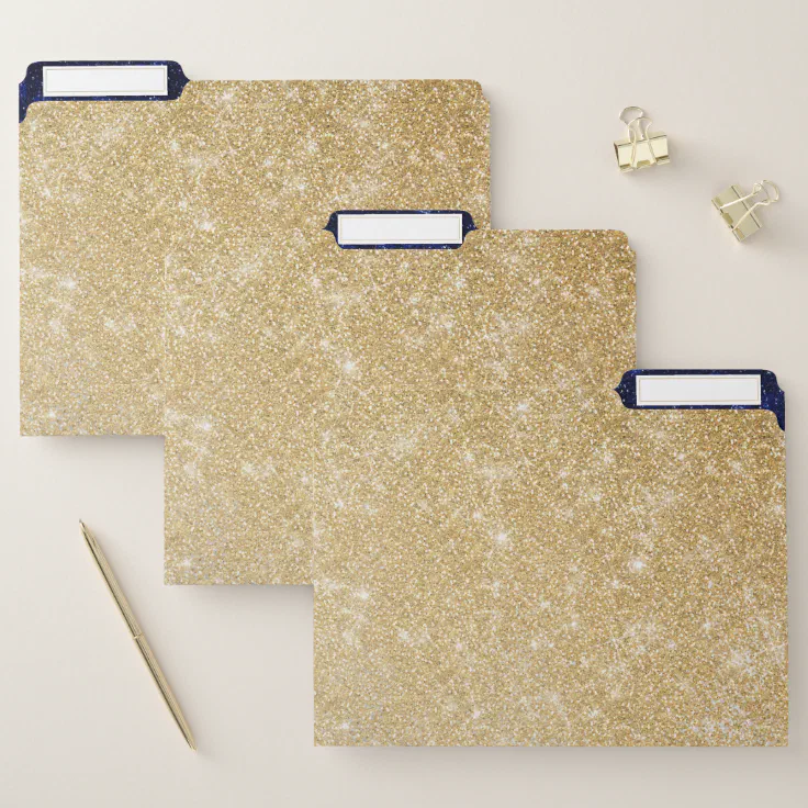 Gold and Blue Glitter Ombre Luxury Design File Folder | Zazzle