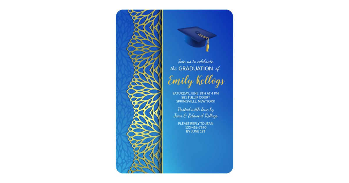 Gold and Blue Graduation Invitation | Zazzle.com