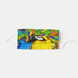 Gold and Blue Macaw Parrot Fantasy Adult Cloth Face Mask | Zazzle