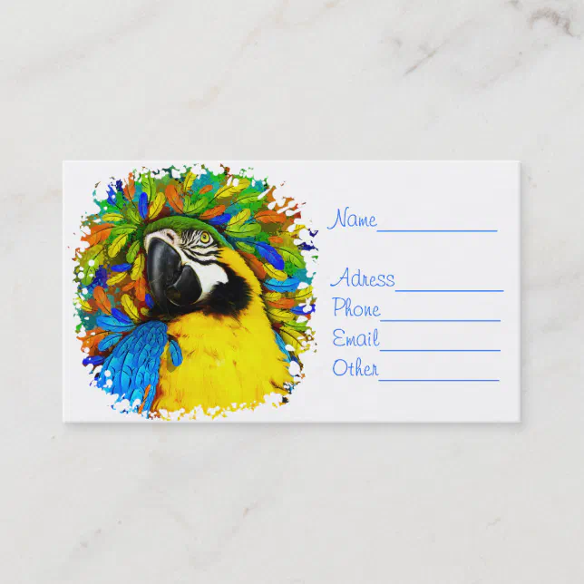 Gold and Blue Macaw Parrot Fantasy Business_Cards Business Card | Zazzle