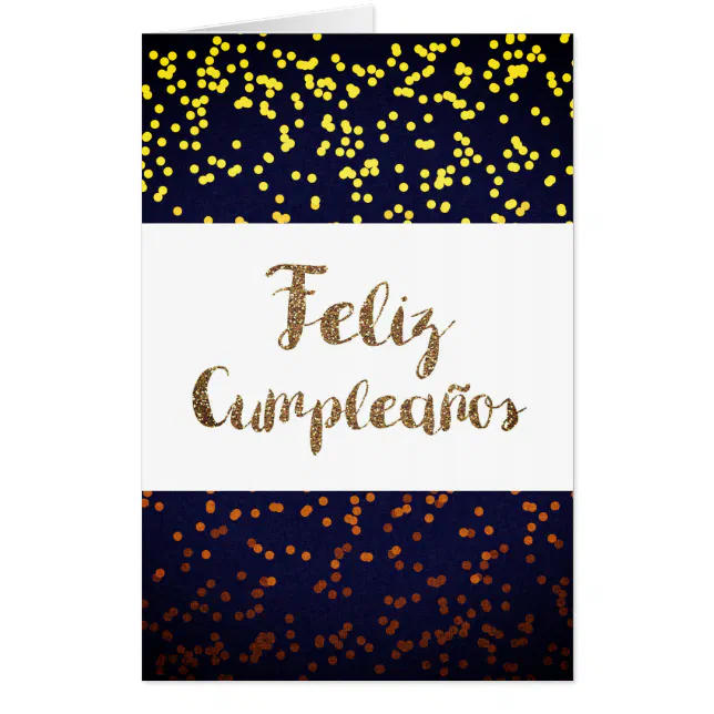 Gold and Blue Spanish Birthday Card | Zazzle