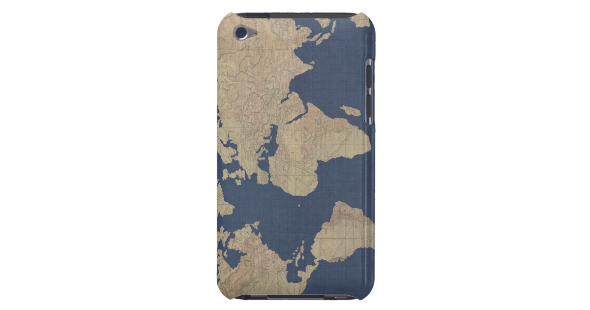 Gold and Blue World Map Barely There iPod Cover | Zazzle