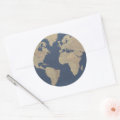 Gold and Blue World Map Classic Round Sticker | Zazzle