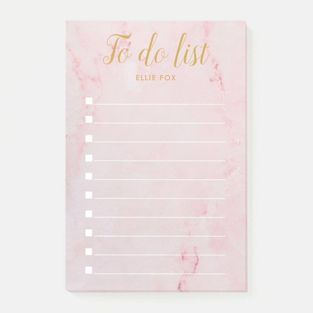 Gold and Blush Pink Marble To-Do List Post-it Notes | Zazzle