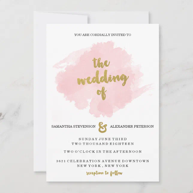 Gold and Blush Wedding Invitation | Zazzle