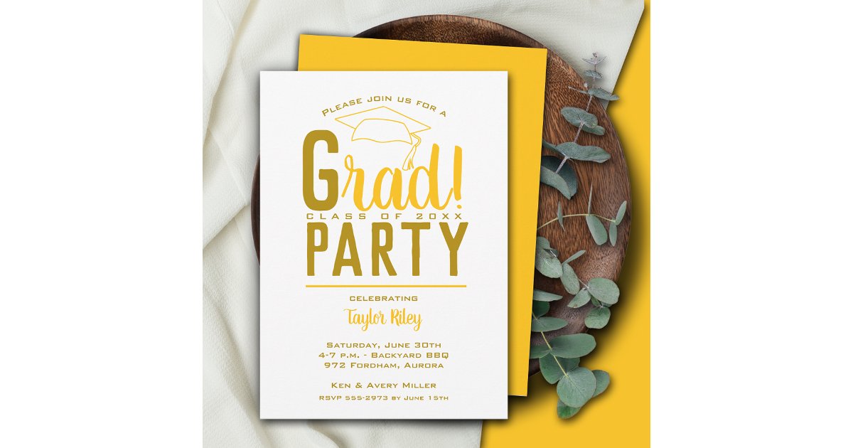 Gold and Brown Graduation Party Invitation | Zazzle