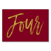 Gold and Burgundy Elegant Table Number Four | Zazzle