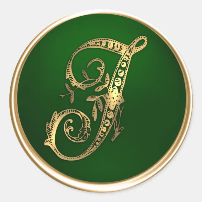 Gold and Emerald Monogram J Envelope Seal | Zazzle