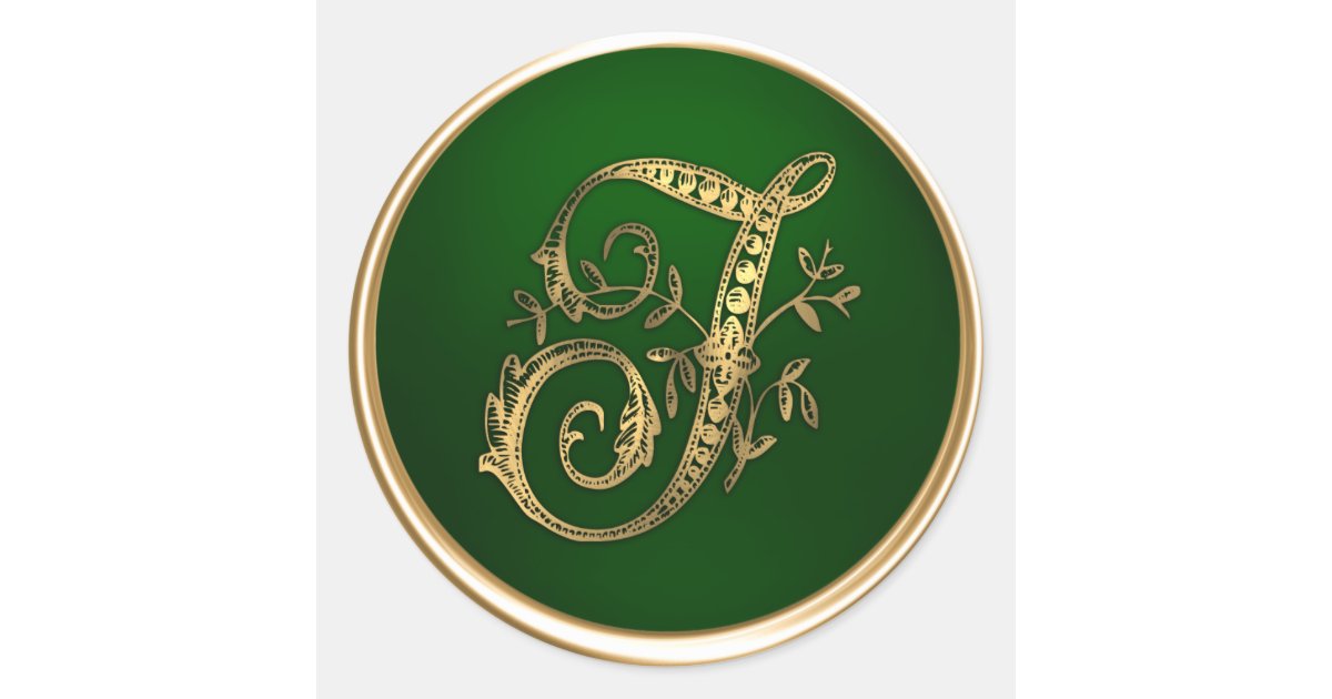 Gold and Emerald Monogram T Envelope Seal | Zazzle