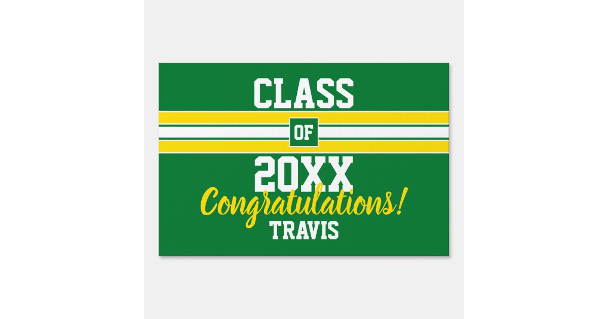 Gold and Green Graduation Congratulations Sign | Zazzle