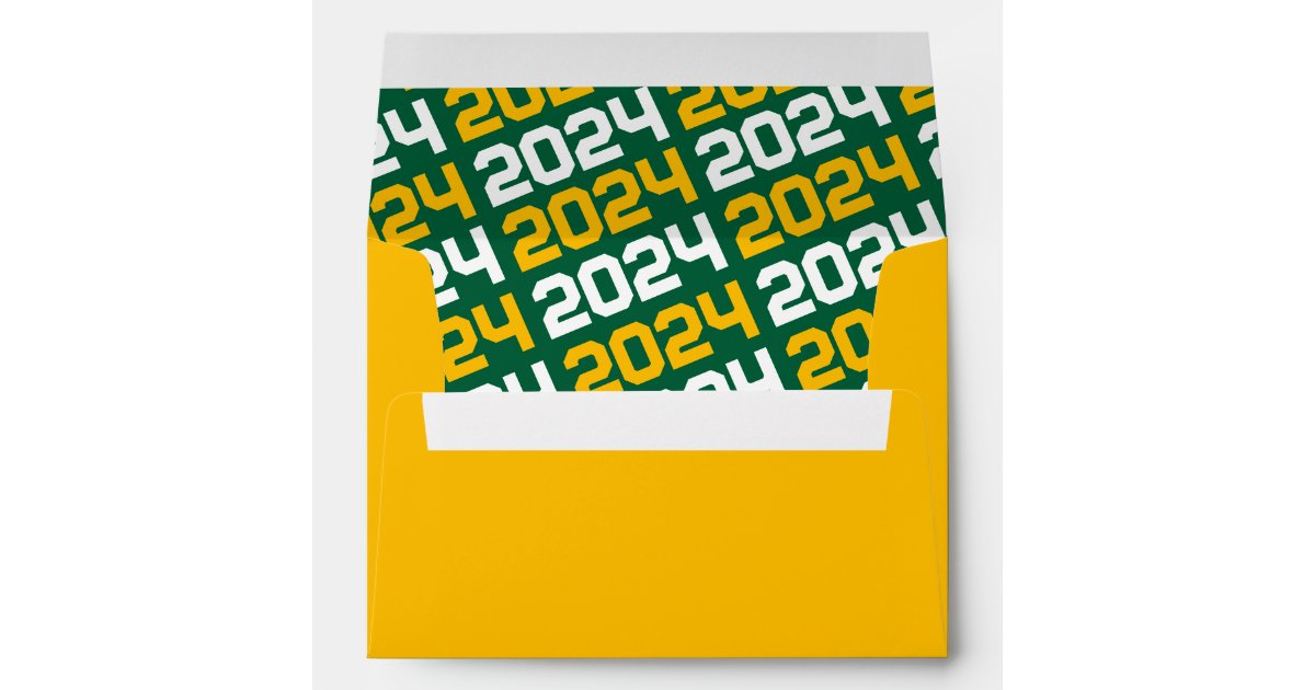 Gold and Green Graduation Envelopes | Zazzle