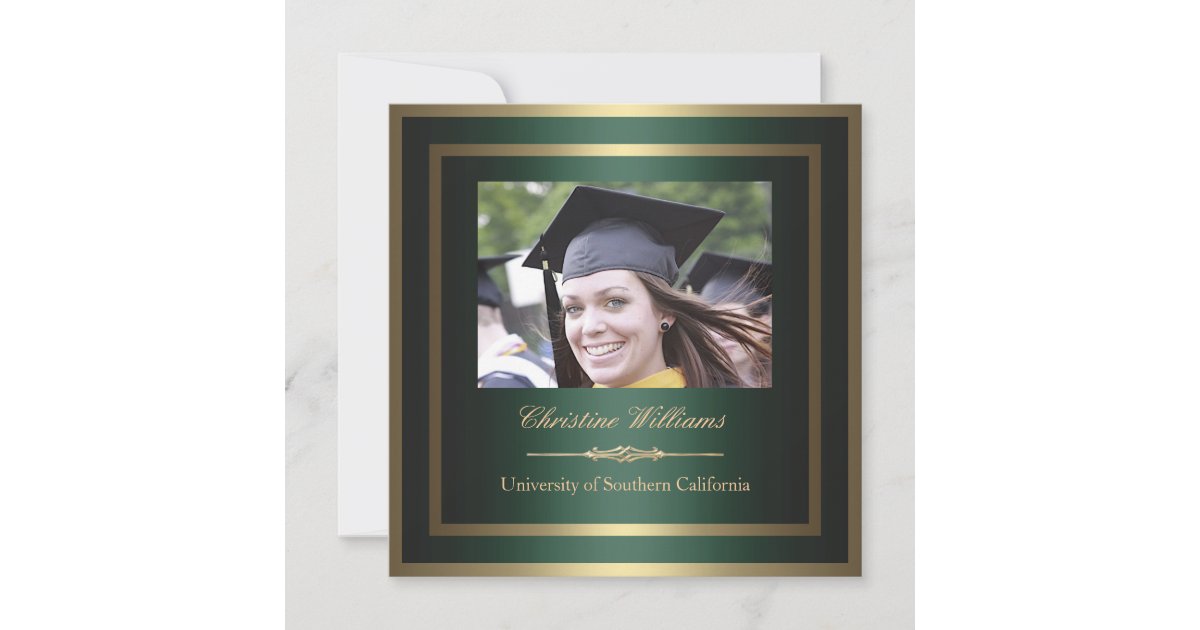 Gold and Green Graduation Invitation | Zazzle