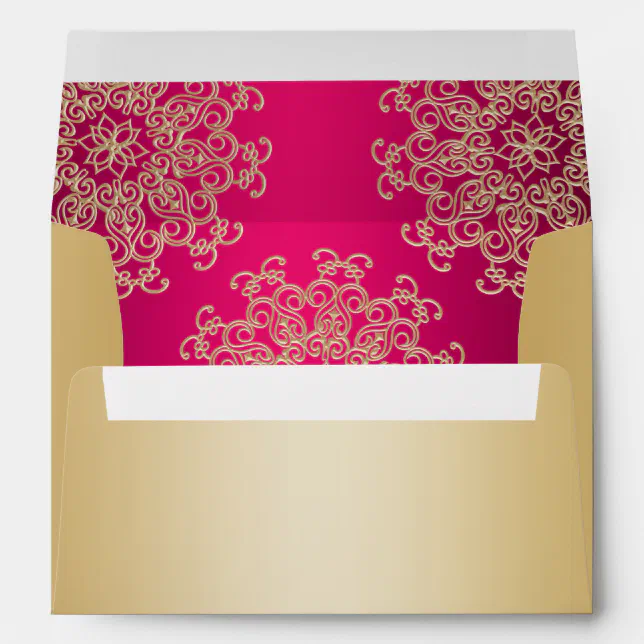 Gold and Hot Pink Indian Style Envelope | Zazzle