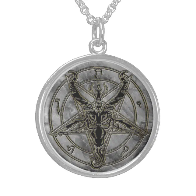 Gold and marble Baphomet Necklace | Zazzle