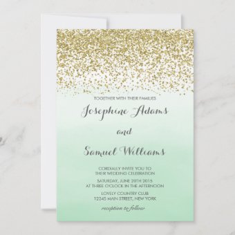 Gold and Mint Green Wedding Invitation | Zazzle