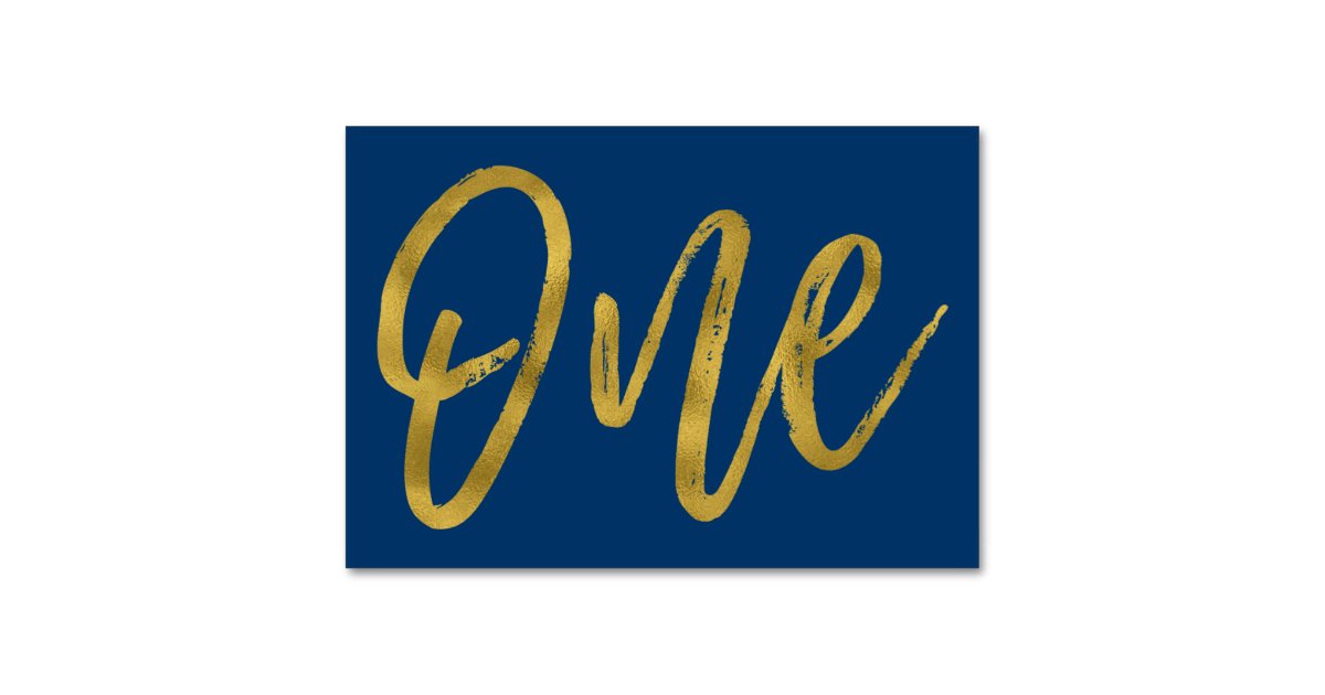 Gold and Navy Blue Elegant Table Number One | Zazzle